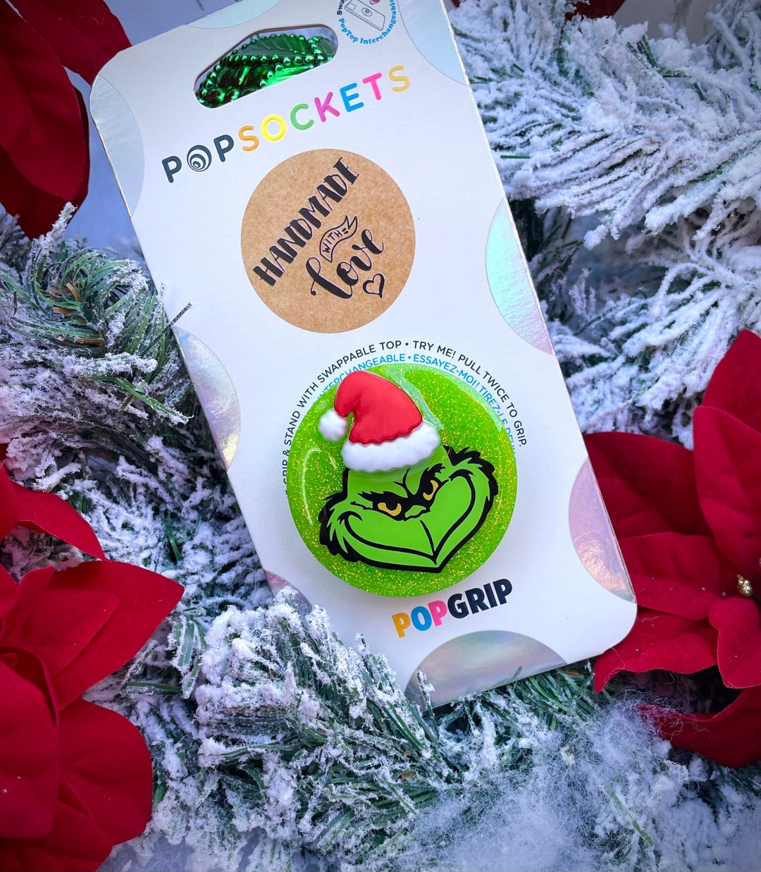 Grinchy Inspired Popsocket*/badge Reel/keychain/magnet/christmas ...
