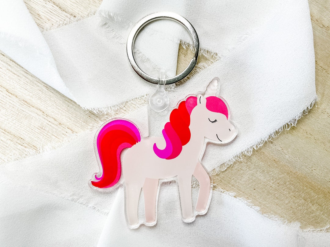 Pink Unicorn Acrylic Keychains, Clear Keychain, Unicorns, Colorful ...