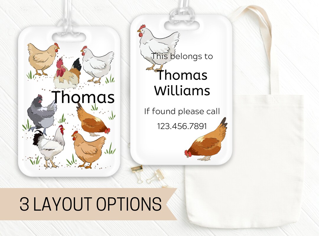 Backpack Daycare Lunchbox Tag Chicken Farm Print, Back to School ...