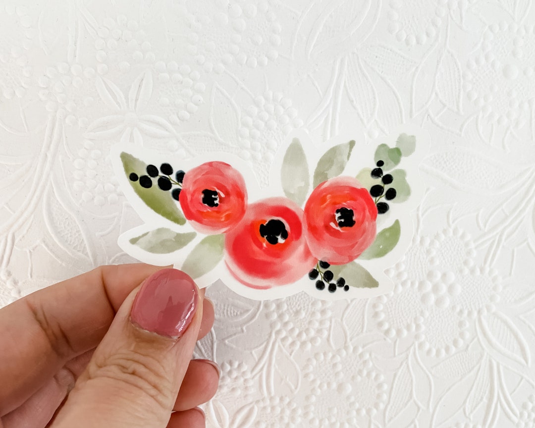 Watercolor Flowers Vinyl Sticker 3.5 Inches Spring Flowers - Etsy