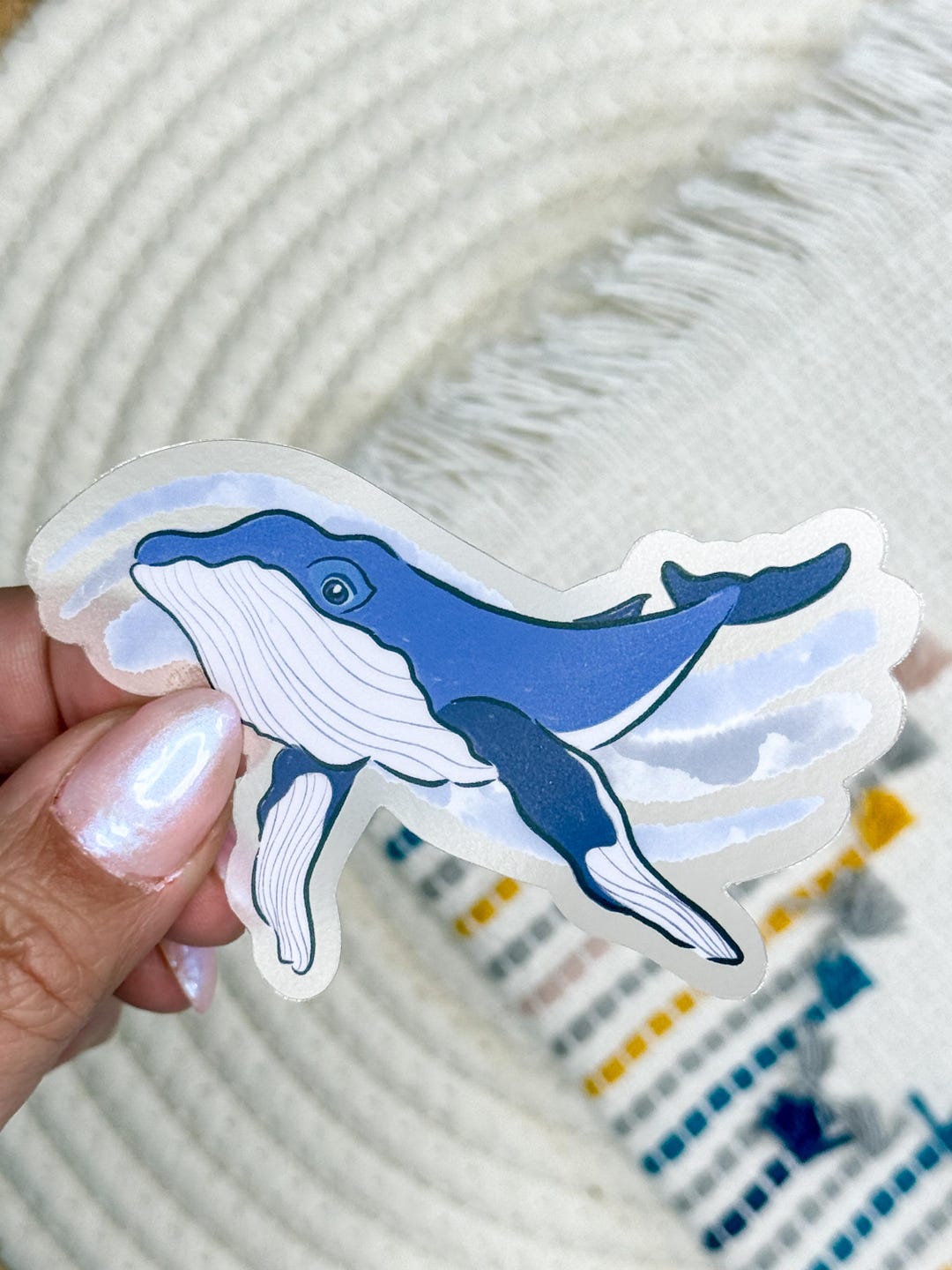 Humpback Whale Sticker, Illustrated Whale, Marine Life Sticker for ...