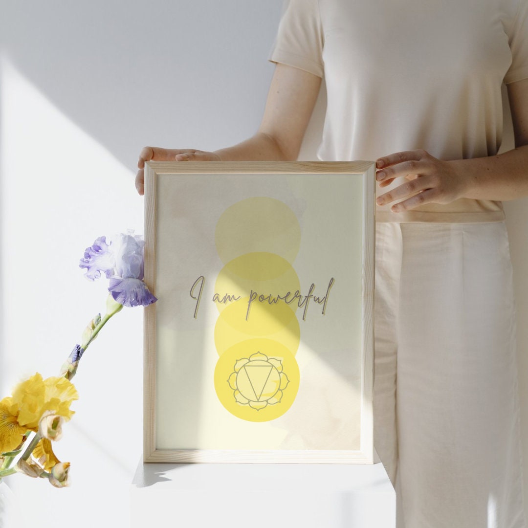 Solar Plexus Chakra Art, Manipura Positive Affirmation Poster, Eclectic ...