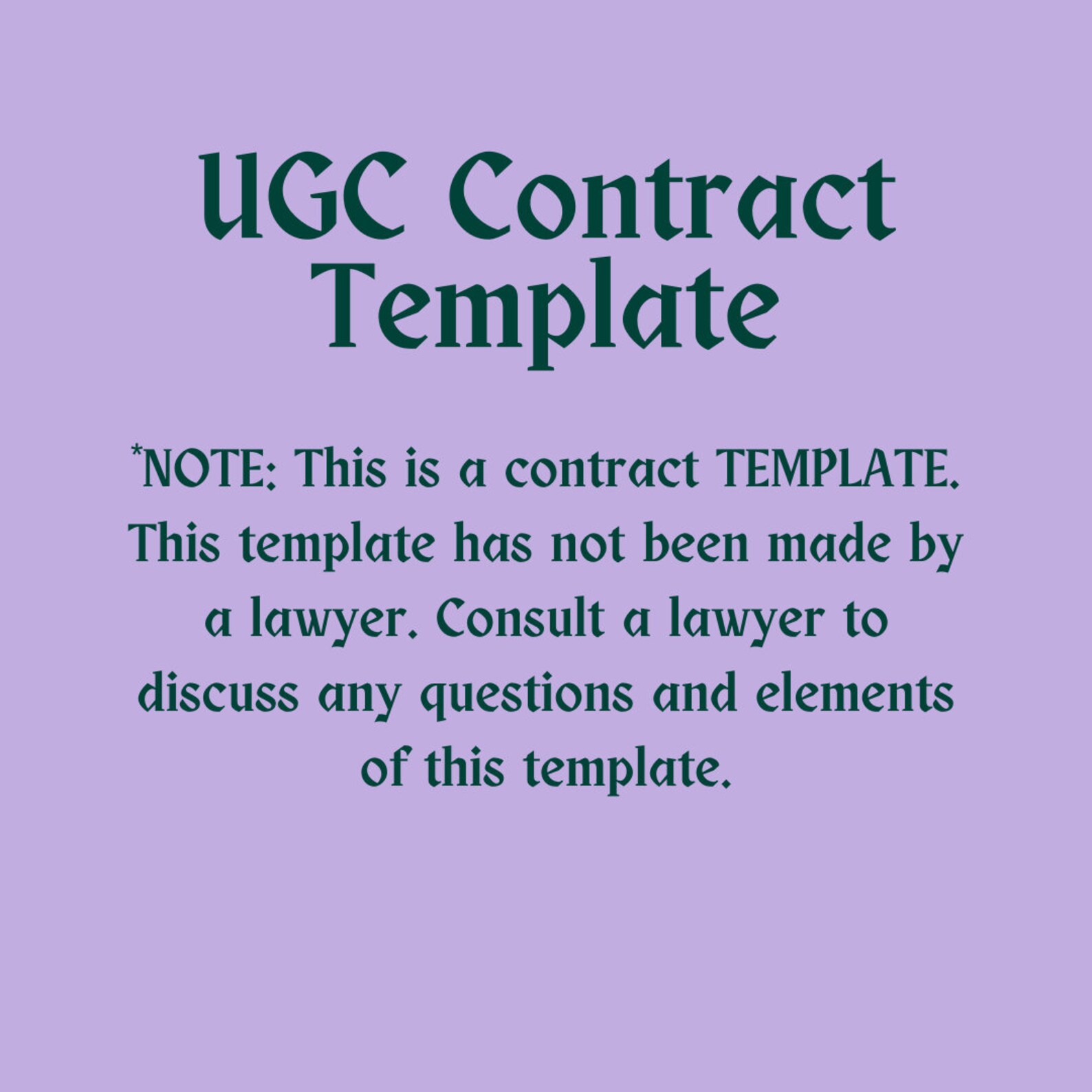 UGC Contract Template, UGC Creator Template, User-generated Content - Etsy