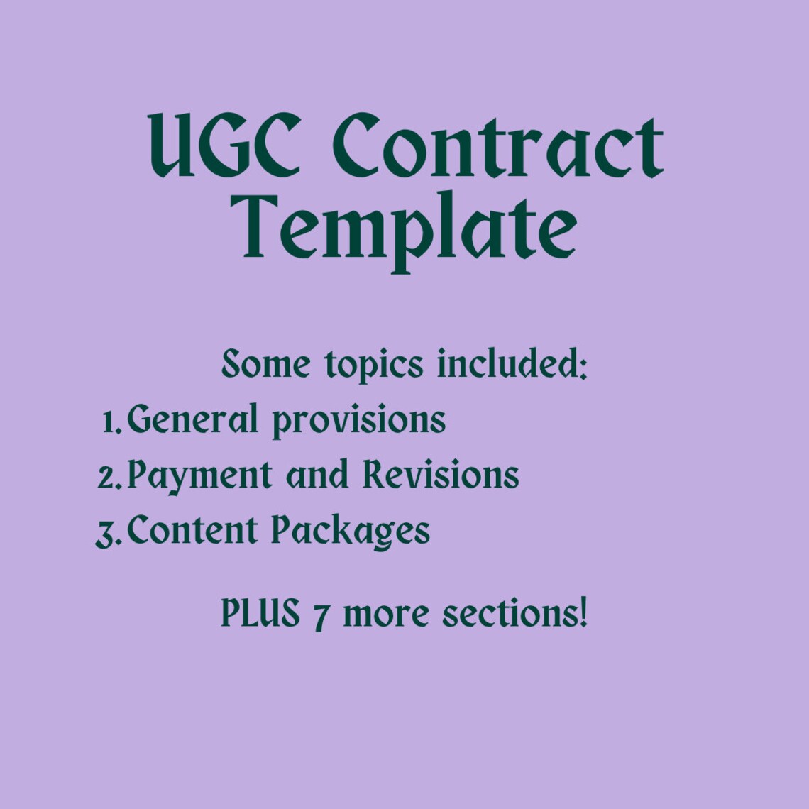 UGC Contract Template, UGC Creator Template, User-generated Content - Etsy