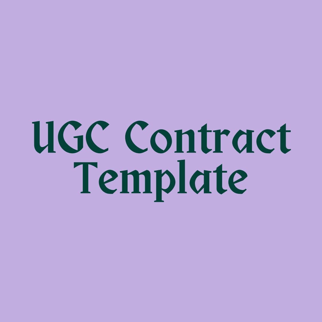 UGC Contract Template UGC Creator Template User generated Etsy