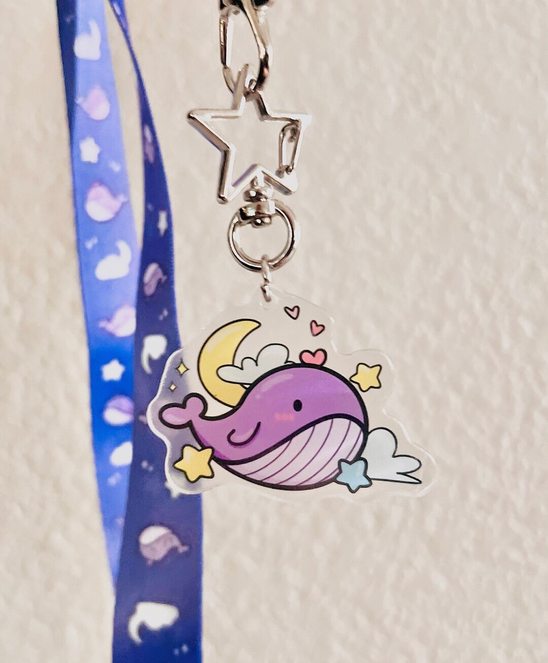 Cute Sparkly Purple Whale Acrylic Keychain I Purple You - Etsy