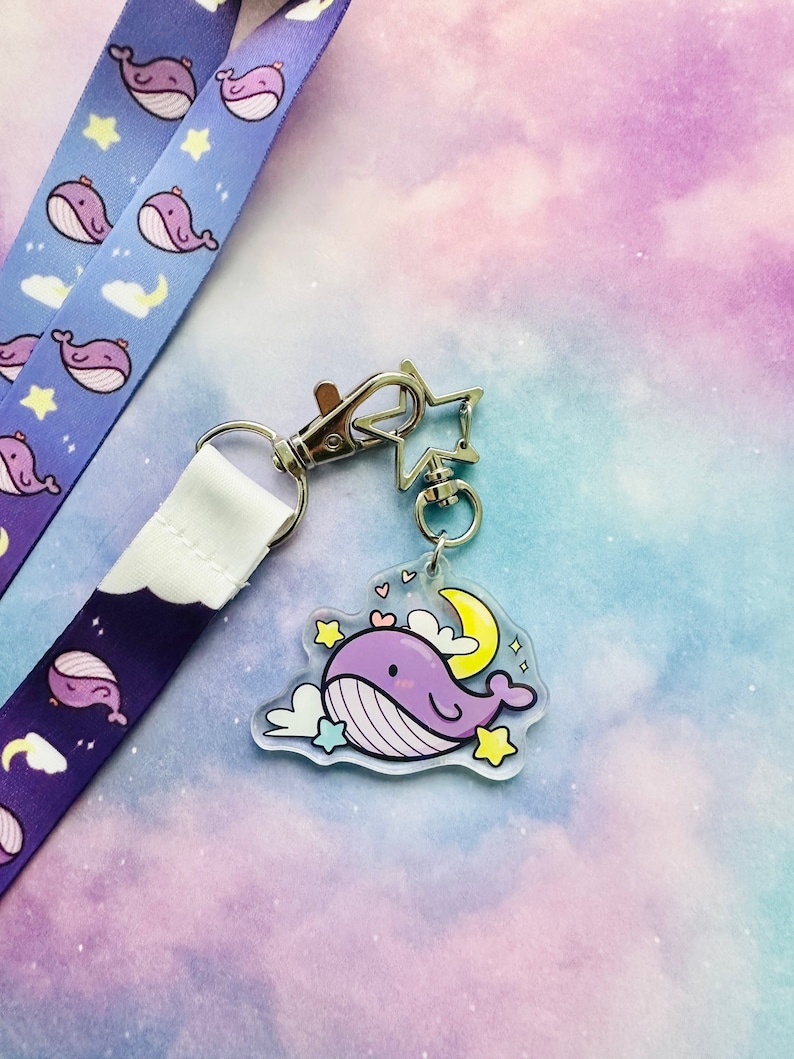 V1 Cute Star Sparkly Purple Whale Acrylic Keychain | I Purple You ...