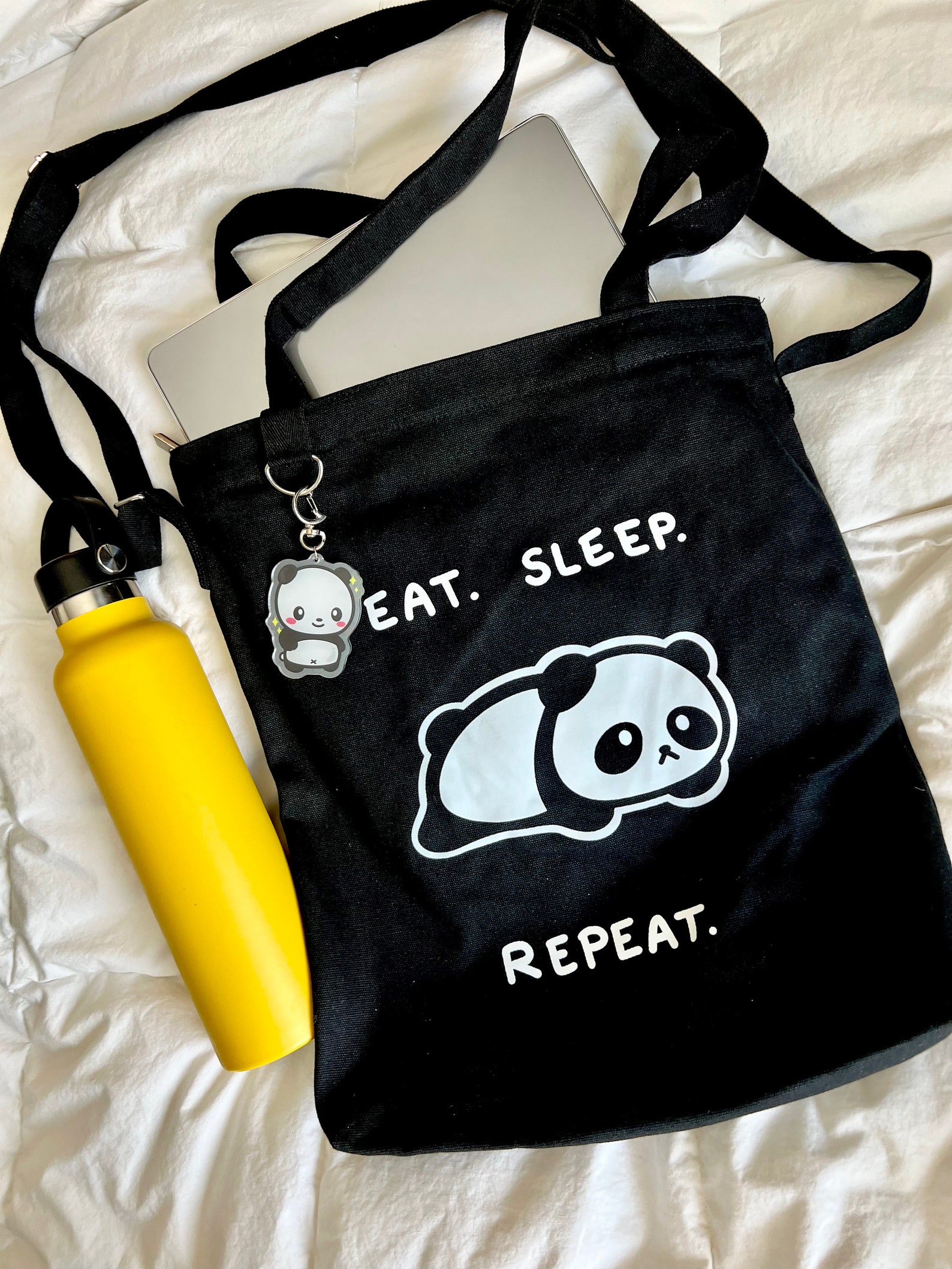 Cute Panda Bear Canvas Tote Bag Adjustable Zipper Crossbody - Etsy