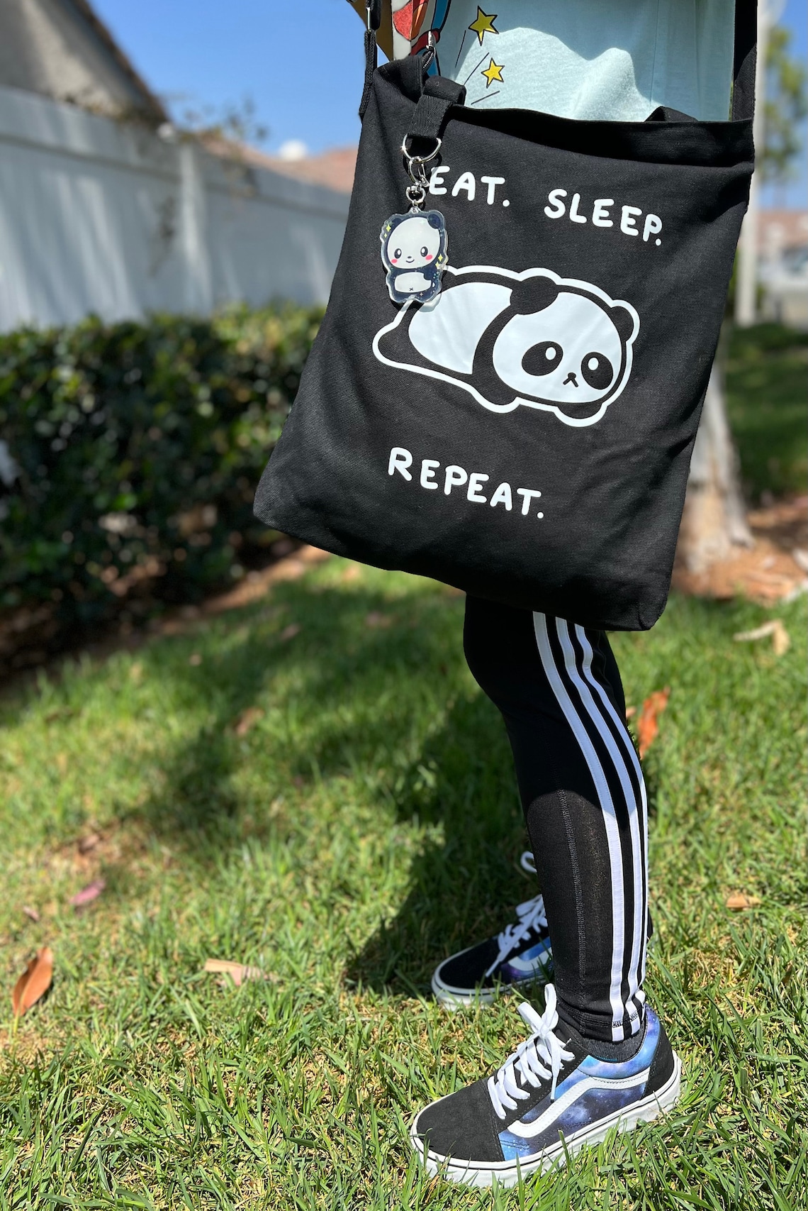 Cute Panda Bear Canvas Tote Bag | Zipper Crossbody Kawaii Bag - Etsy