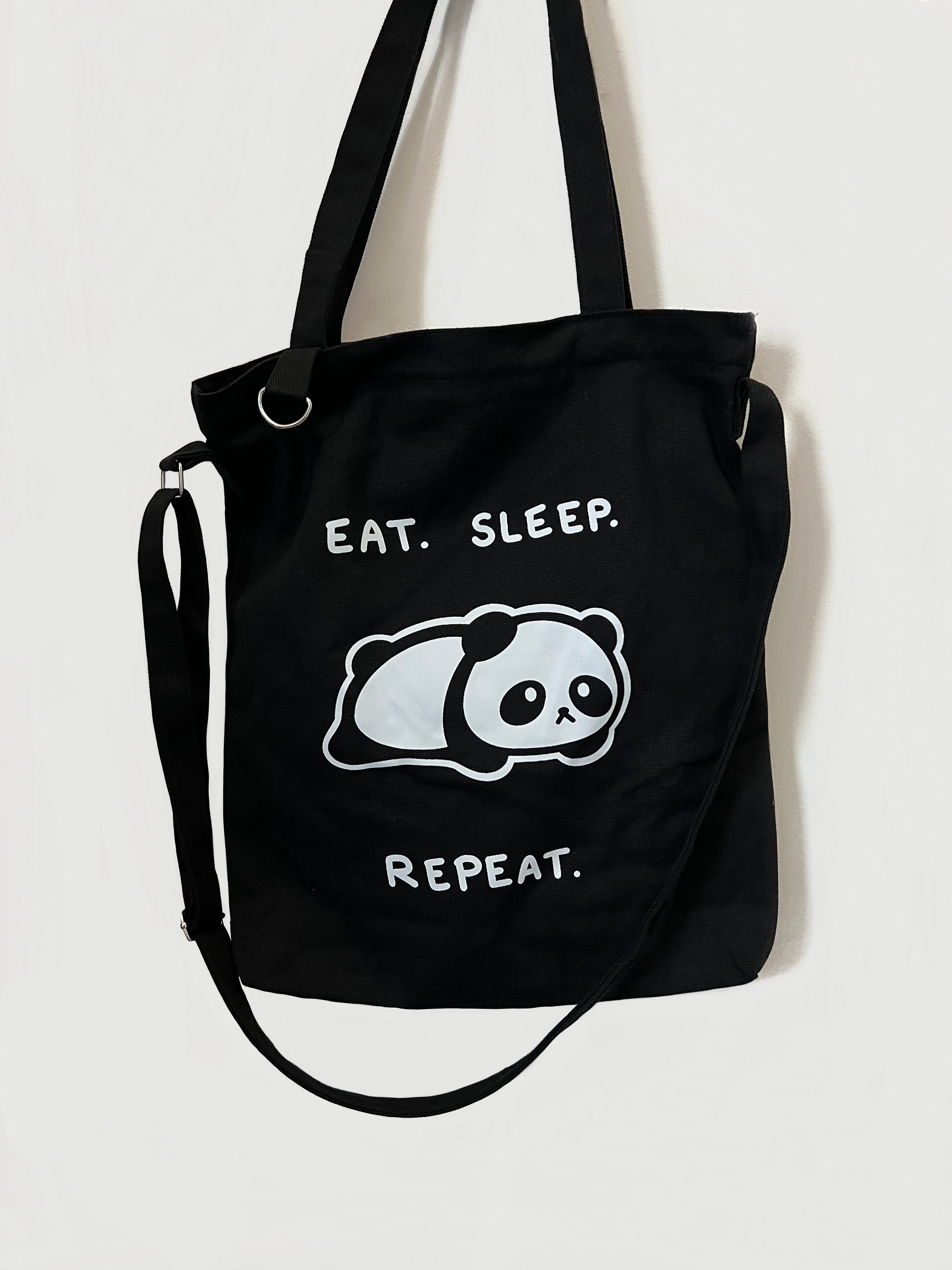 Cute Panda Bear Canvas Tote Bag Adjustable Zipper Crossbody - Etsy