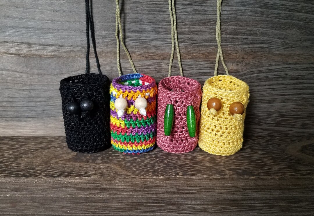 Crochet Drawstring Pouch Necklace, 2” Pouch on 32” Necklace – Choose ...