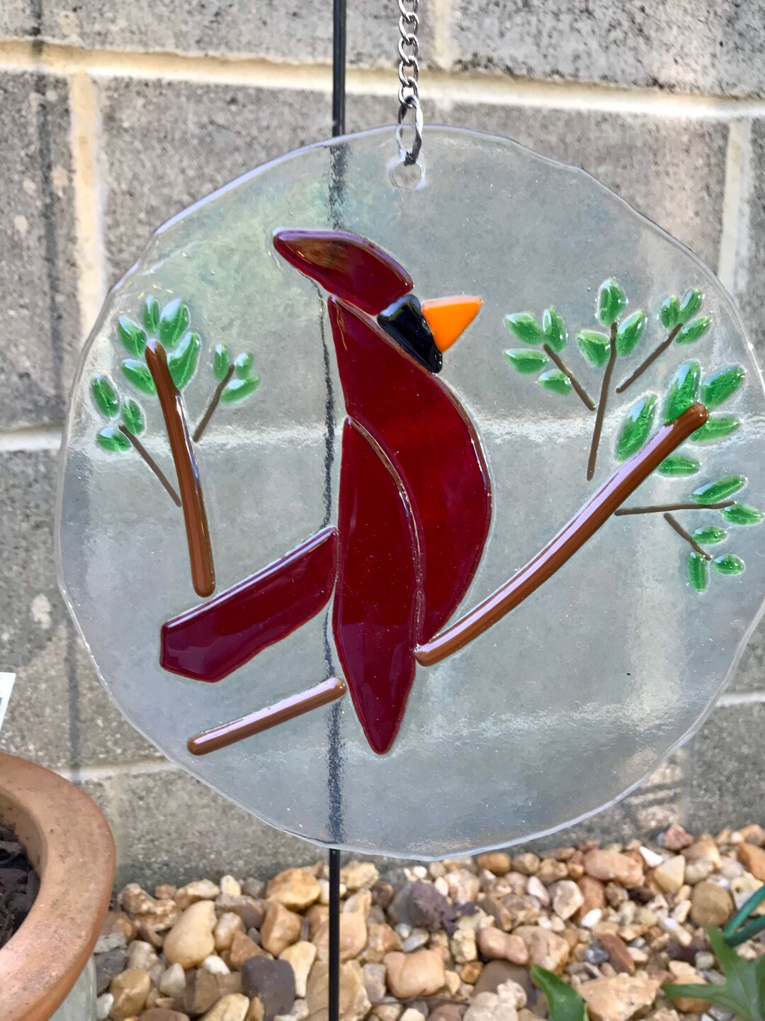 Fused Glass Cardinal Suncatcher - Etsy