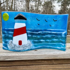 Fused Glass Lighthouse, Free Standing Lighthouse, Glass Art, Glass ...
