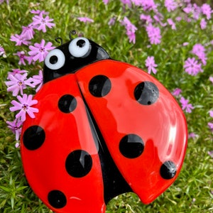 Fused Glass Ladybug Garden Stake: Handmade Planter Decoration - Etsy