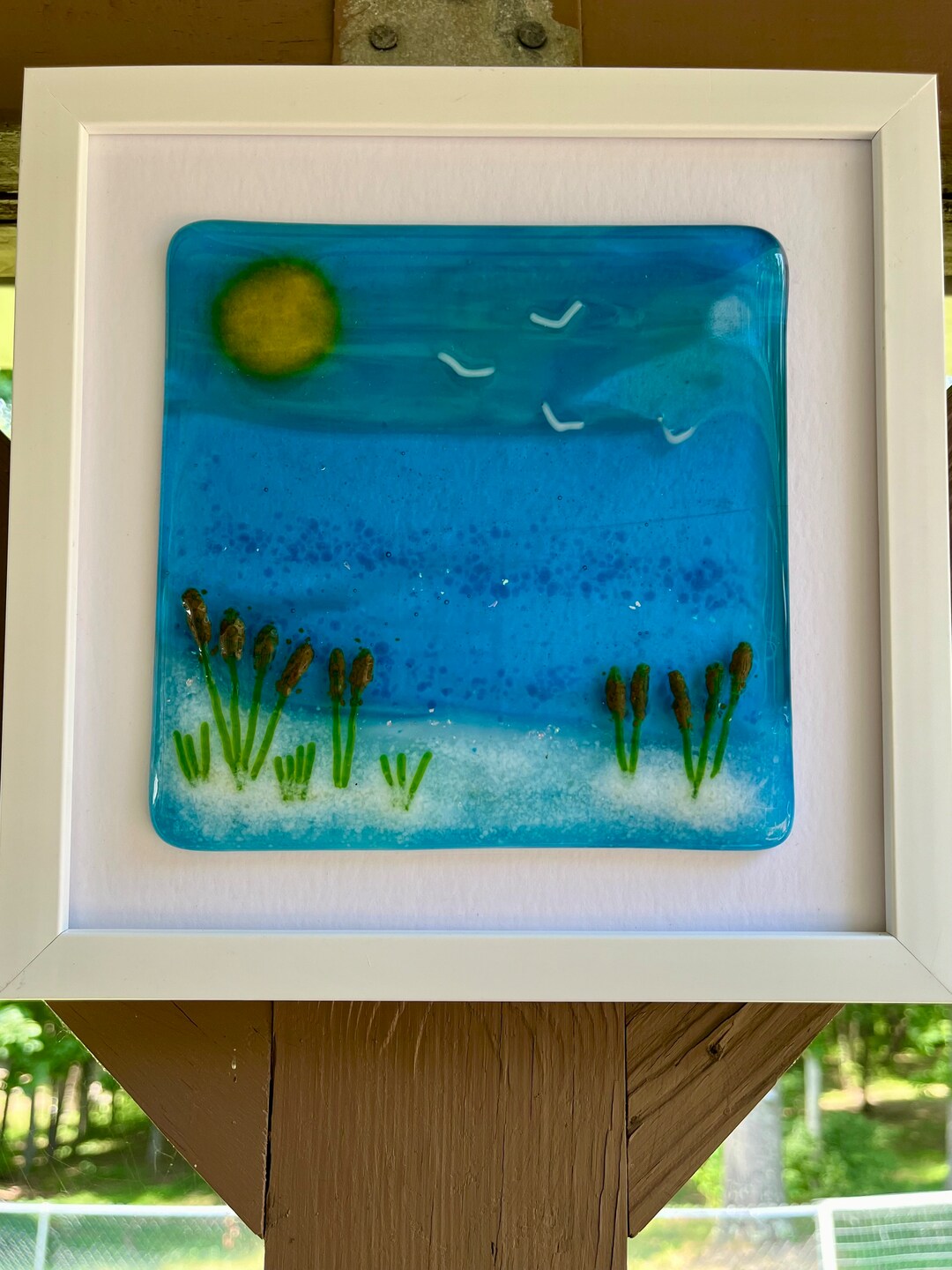View of the Beach Fused Glass Framed Picture, Fused Glass, Glass Art ...