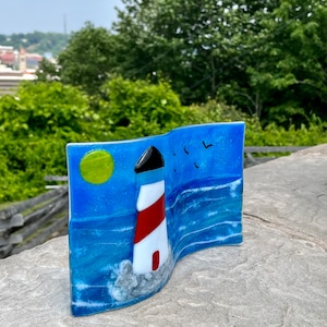 Fused Glass Lighthouse, Free Standing Lighthouse, Glass Art, Glass ...