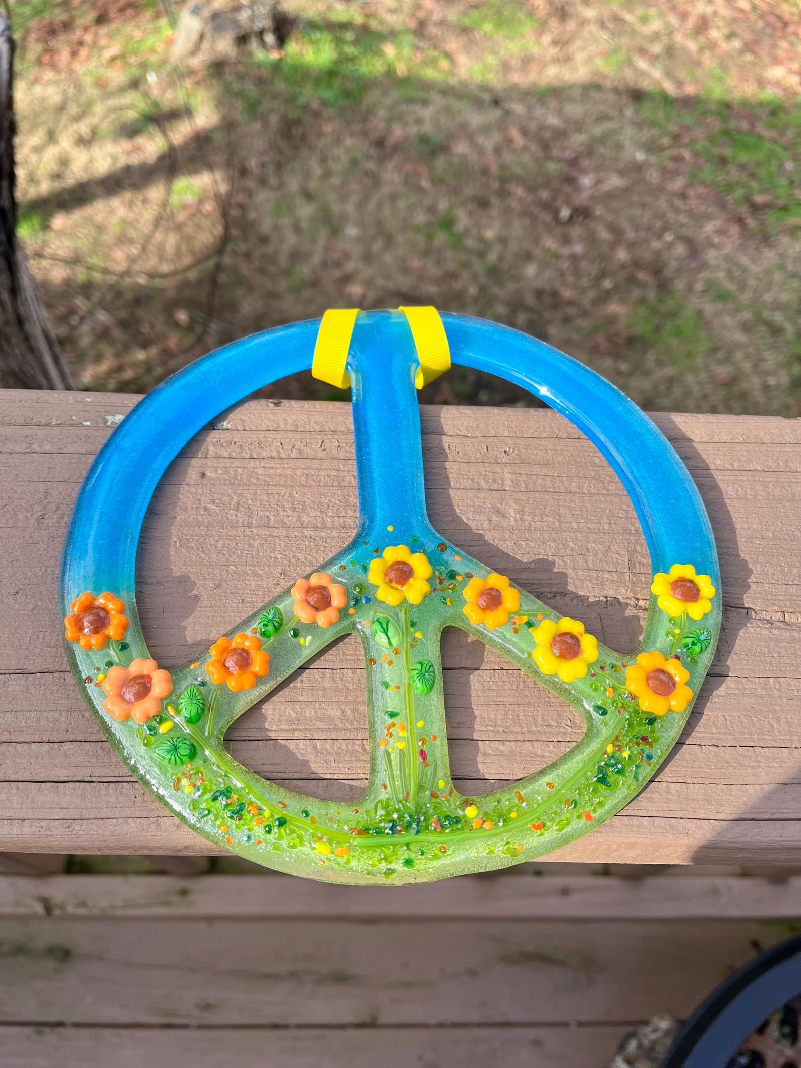 Peace Sign, Peace Sign With Flowers, Flowers, Peace Sign, Fused Glass ...