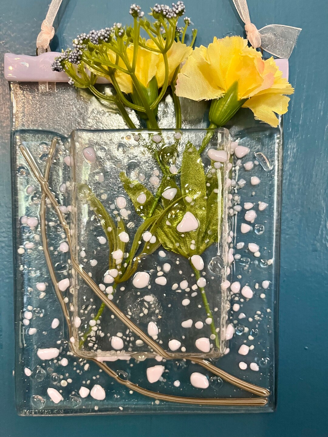 Fused Glass Pocket Vase, Pocket Vase, Glass Vase, Flower Vase, Wall ...