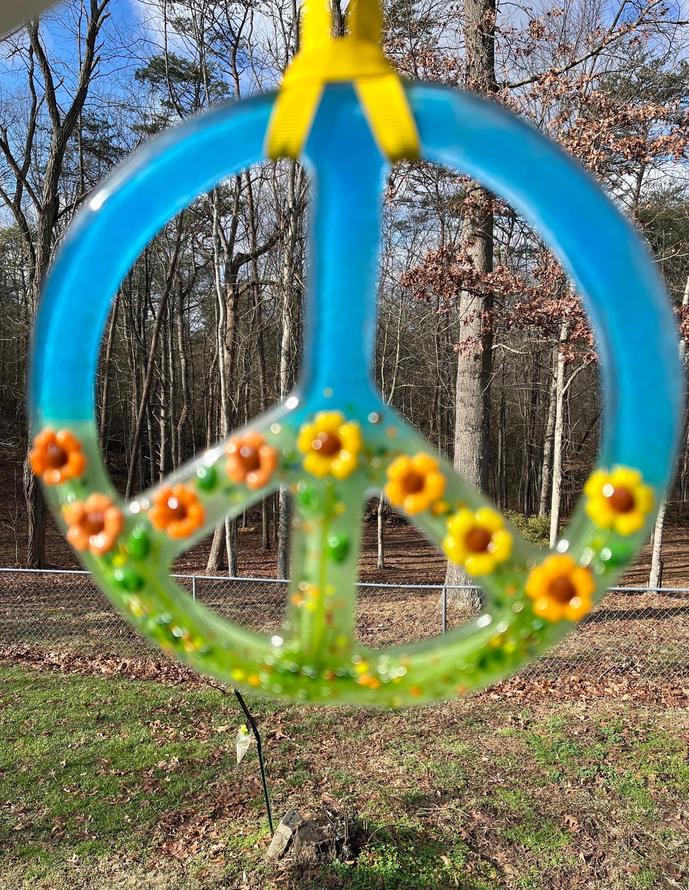 Peace Sign, Peace Sign With Flowers, Flowers, Peace Sign, Fused Glass ...