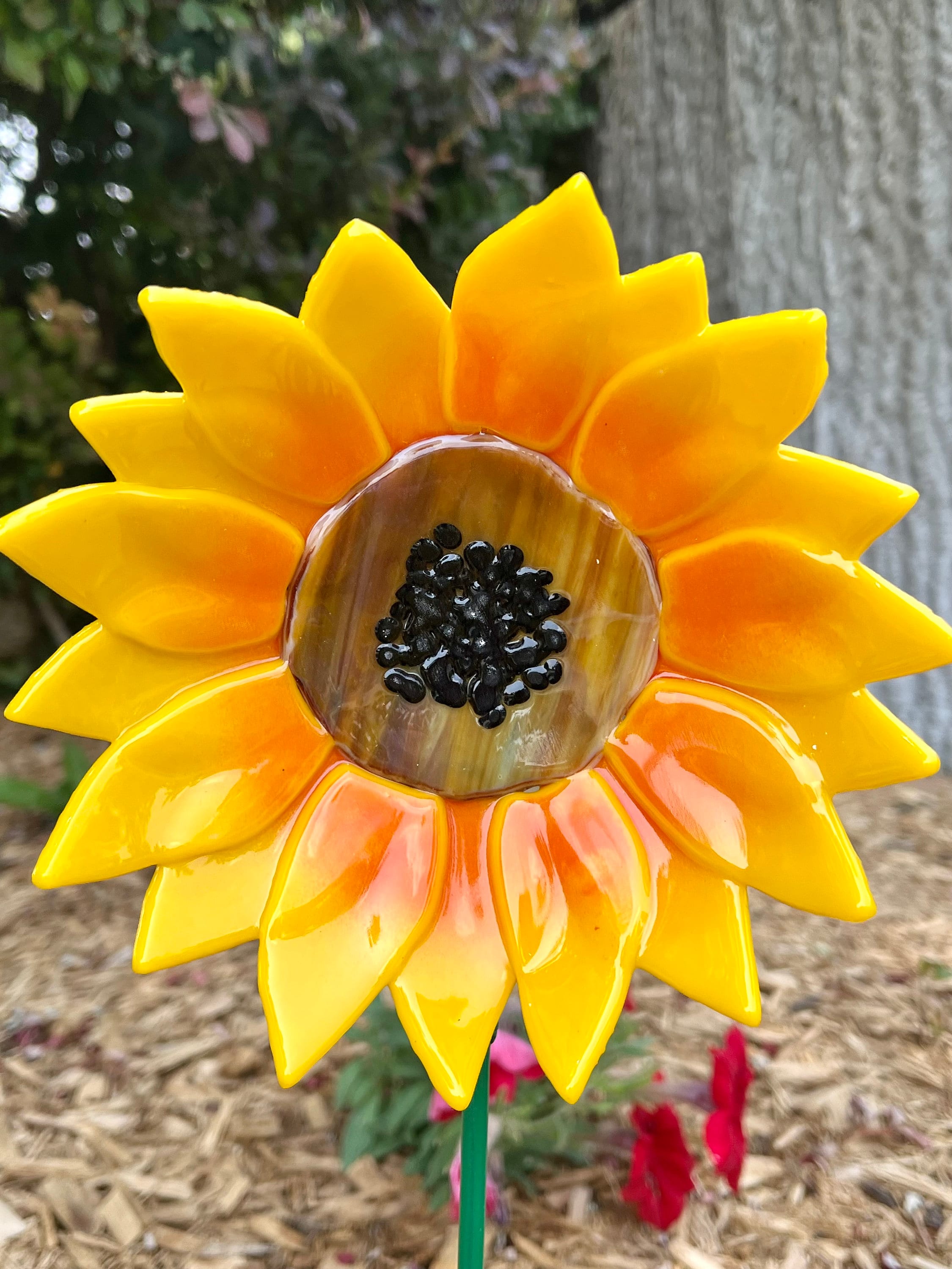 Fused Glass Sunflower, Sunflower, Garden Art, Fused Glass, Plant Stake ...