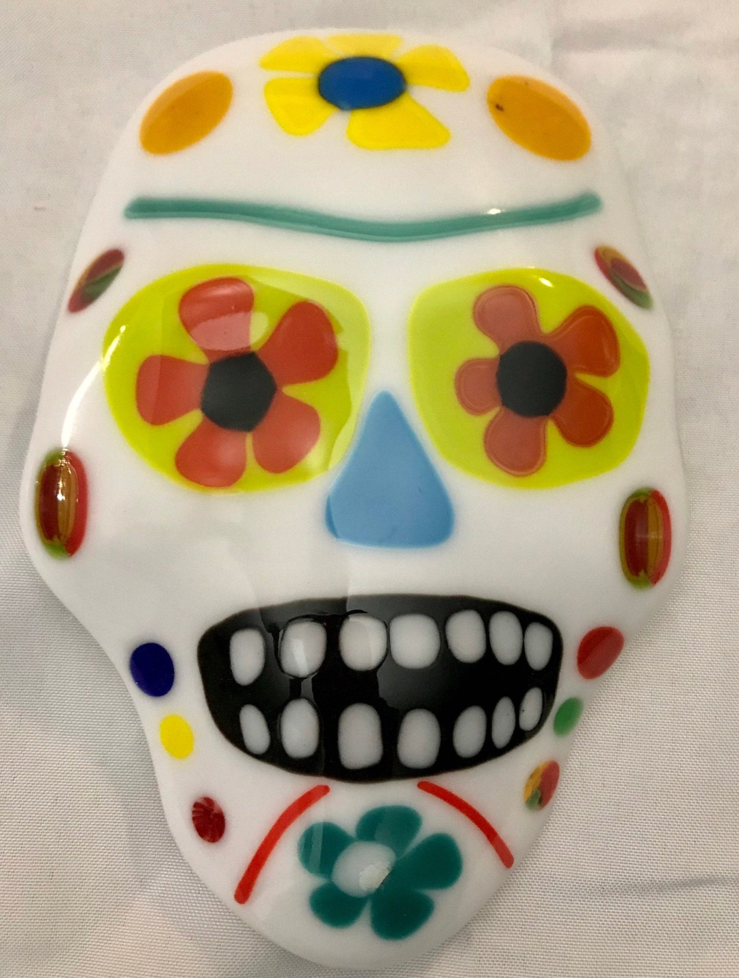 Fused Glass Sugar Skull, Glass Sugar Skull, Glass Mask,day of the Dead ...