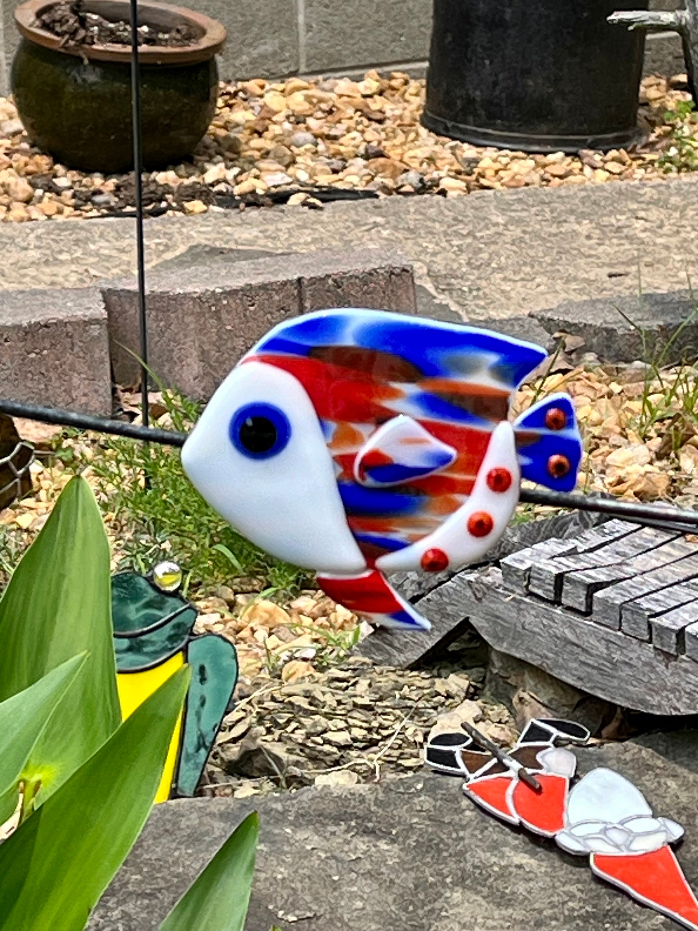 Fused Glass Garden Fish: Handmade Outdoor Plant Stake - Etsy