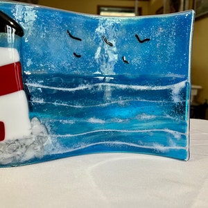 Fused Glass Lighthouse, Free Standing Lighthouse, Glass Art, Glass ...