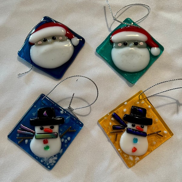 Fused Glass Santa Ornament - Etsy
