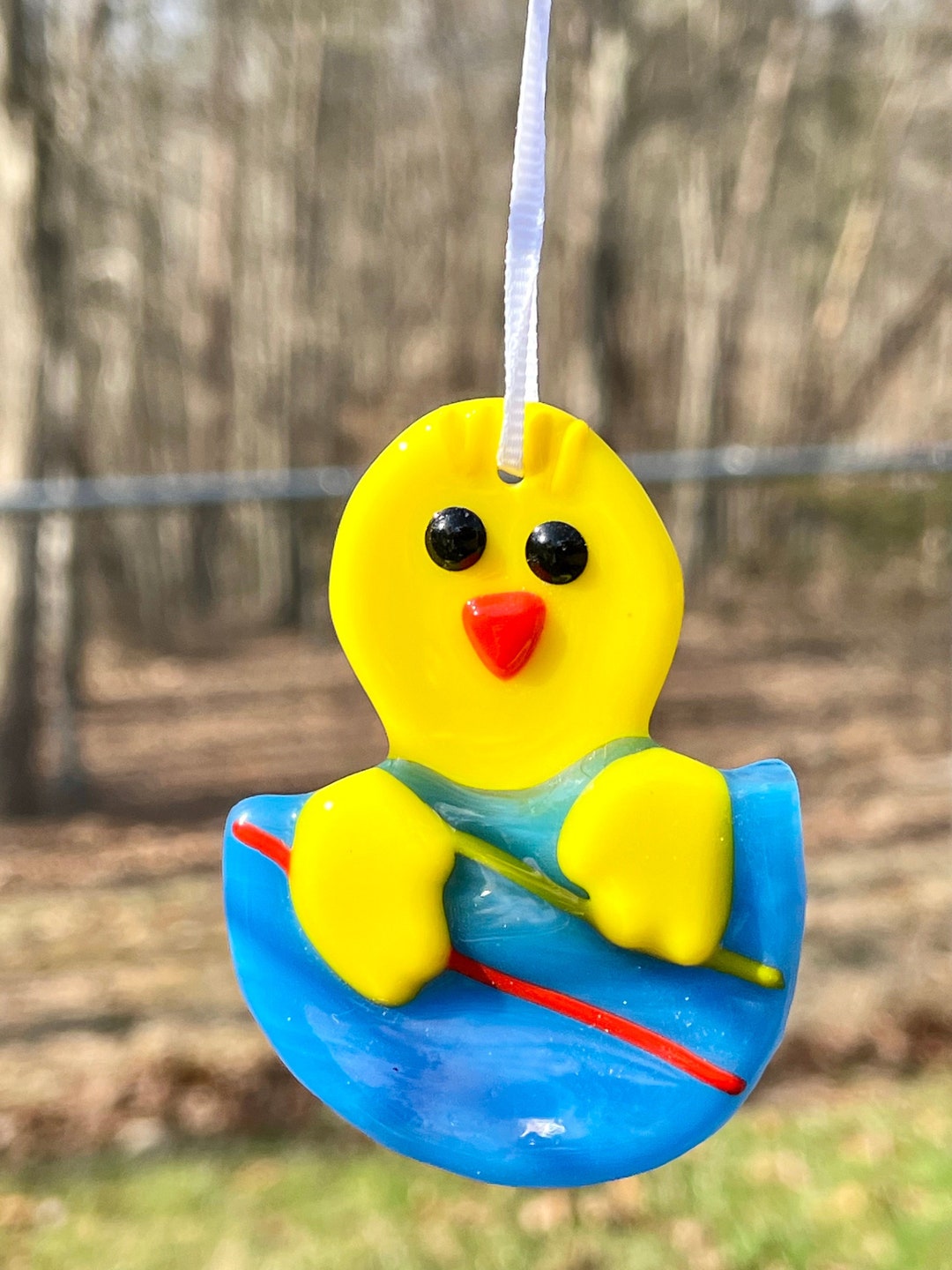 Fused Glass Chick Popping Out of Egg, Handmade Easter Chick - Etsy