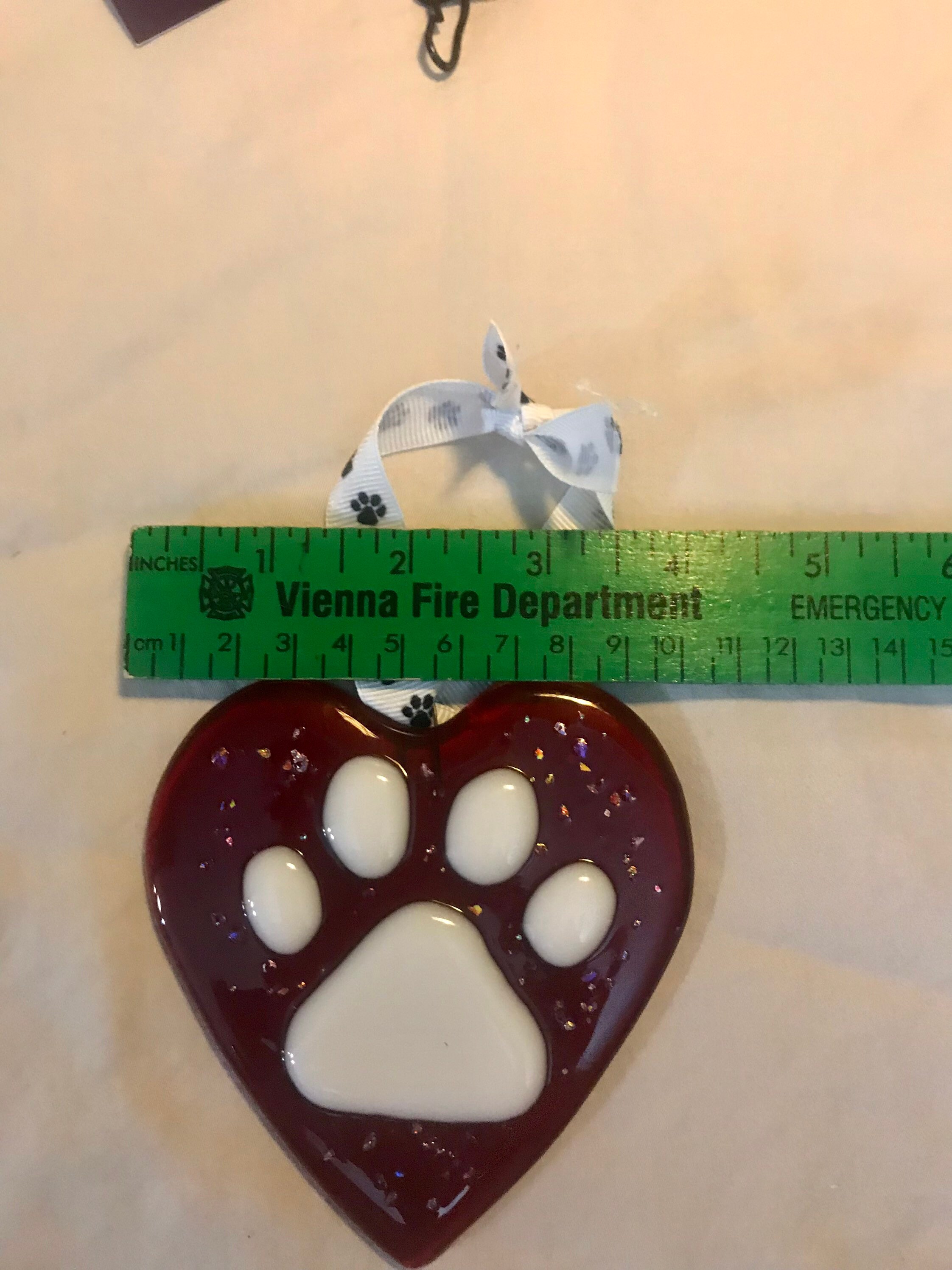 Fused Glass Paw Heart, Paw Heart, Pet Lover, Heart, Pet Paw Heart ...