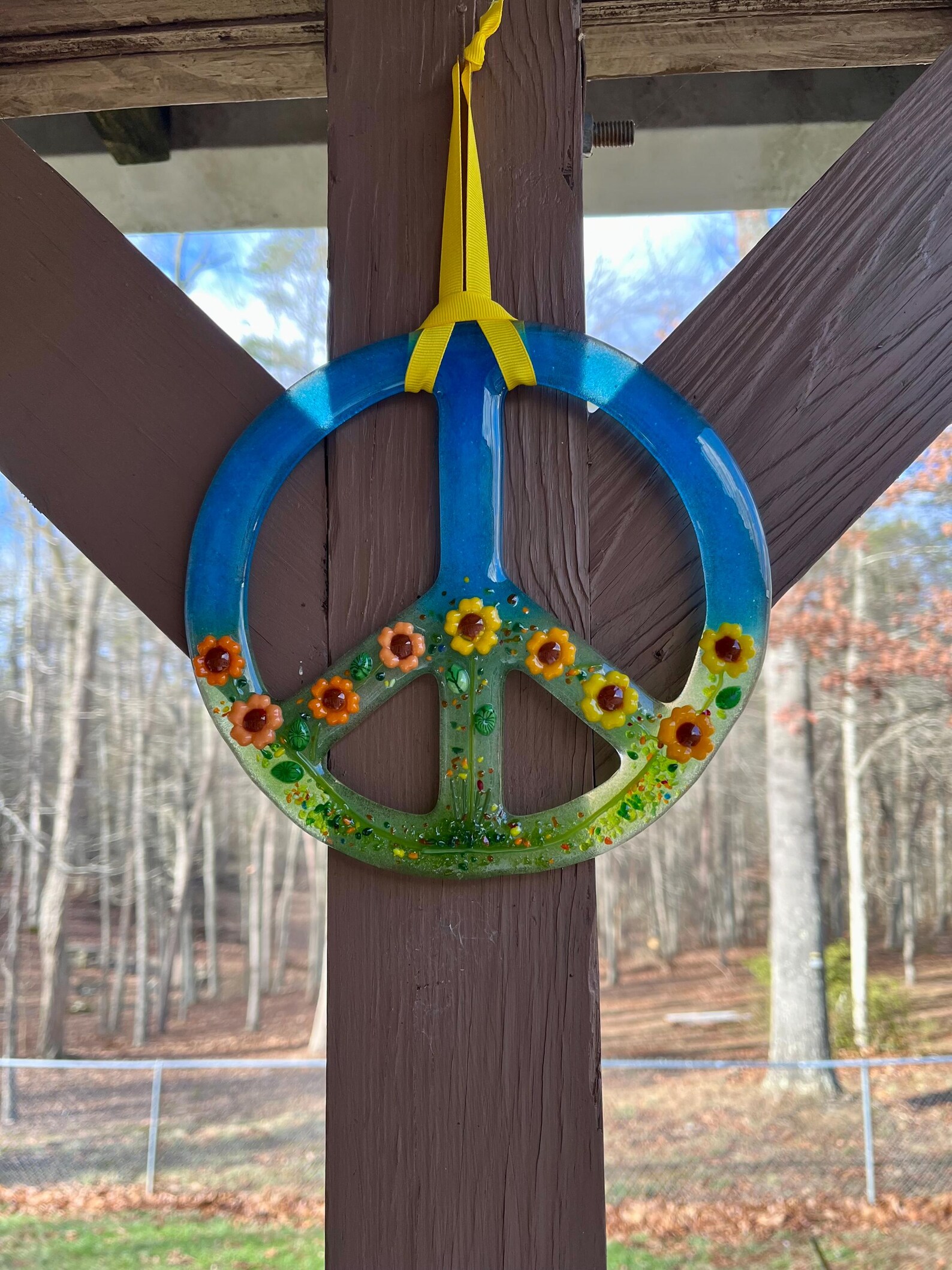 Peace Sign, Peace Sign With Flowers, Flowers, Peace Sign, Fused Glass ...