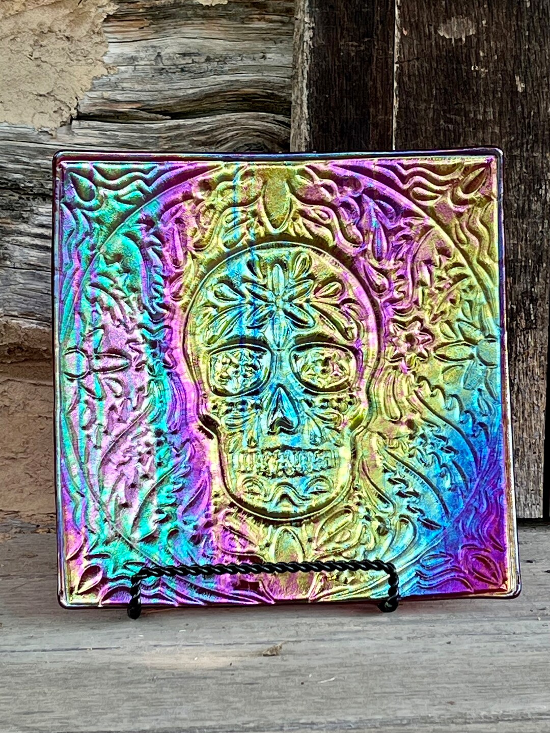 Fused Glass Sugar Skull Plate: Luminescent Home Decor - Etsy