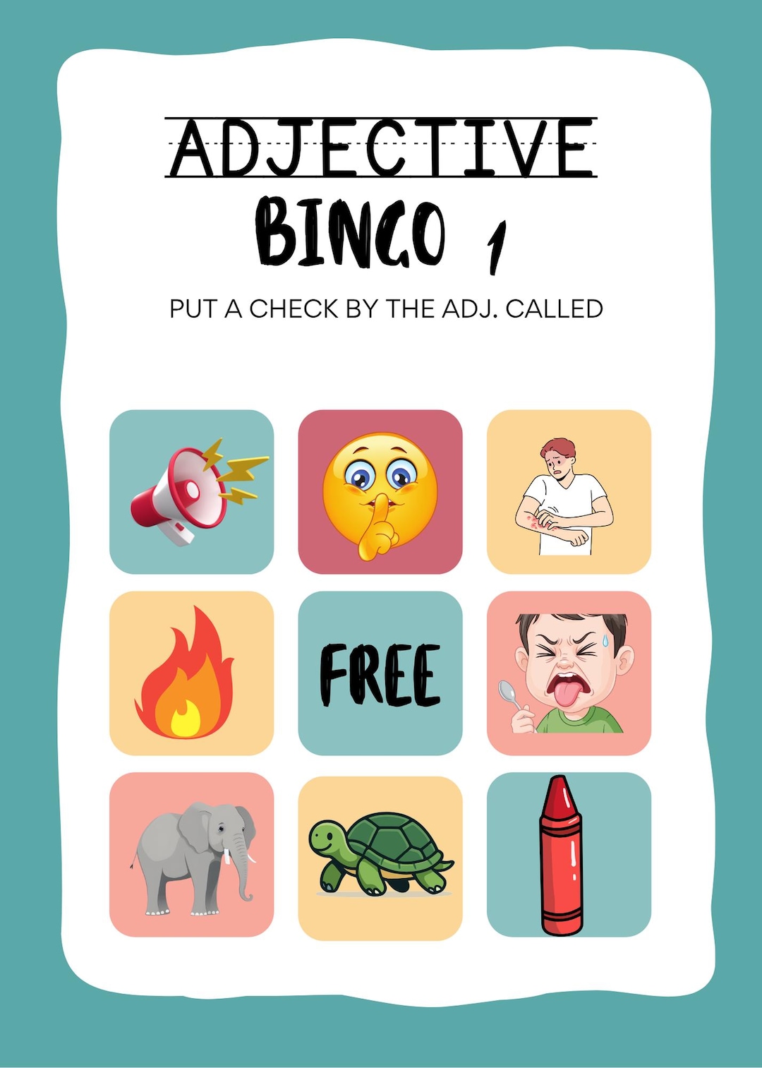 ADJECTIVE BINGO GAME - Etsy