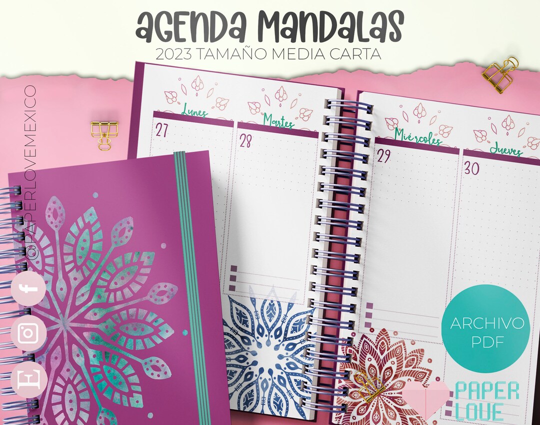 Mandalas Diary Medium Size Letter 2023 / PDF / PRINTABLE / DIGITAL / - Etsy