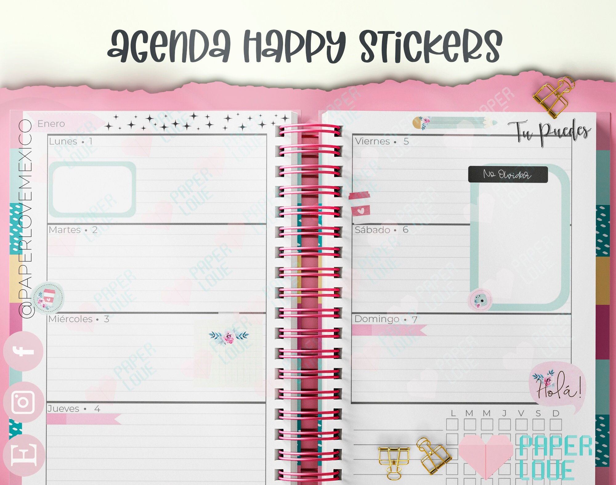 Happy Stickers Diary Half Size Letter 2023 / PDF / PRINTABLE / DIGITAL ...