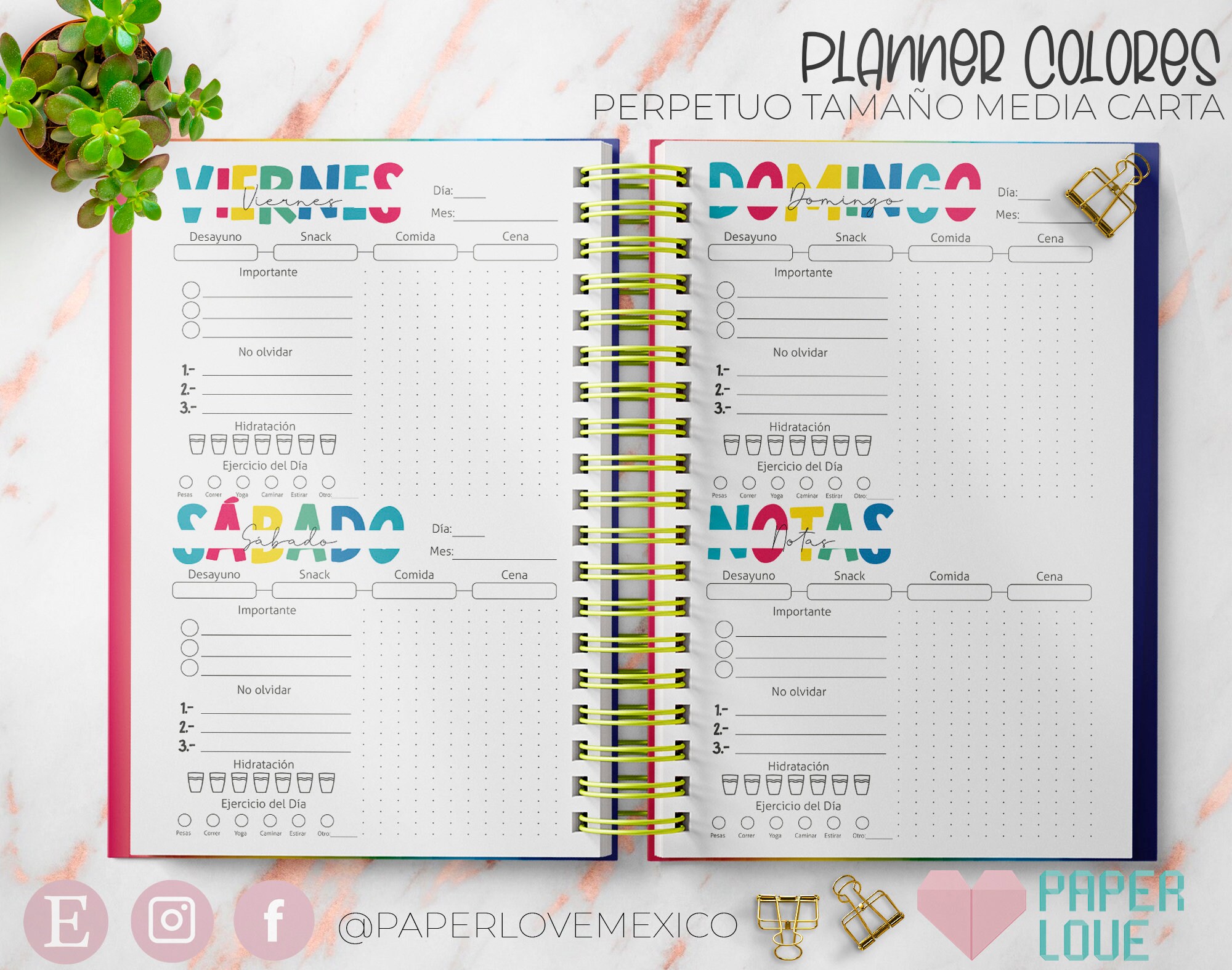 Planner Colors Half Letter Size, Letter Calendar / PDF / PRINTABLE ...