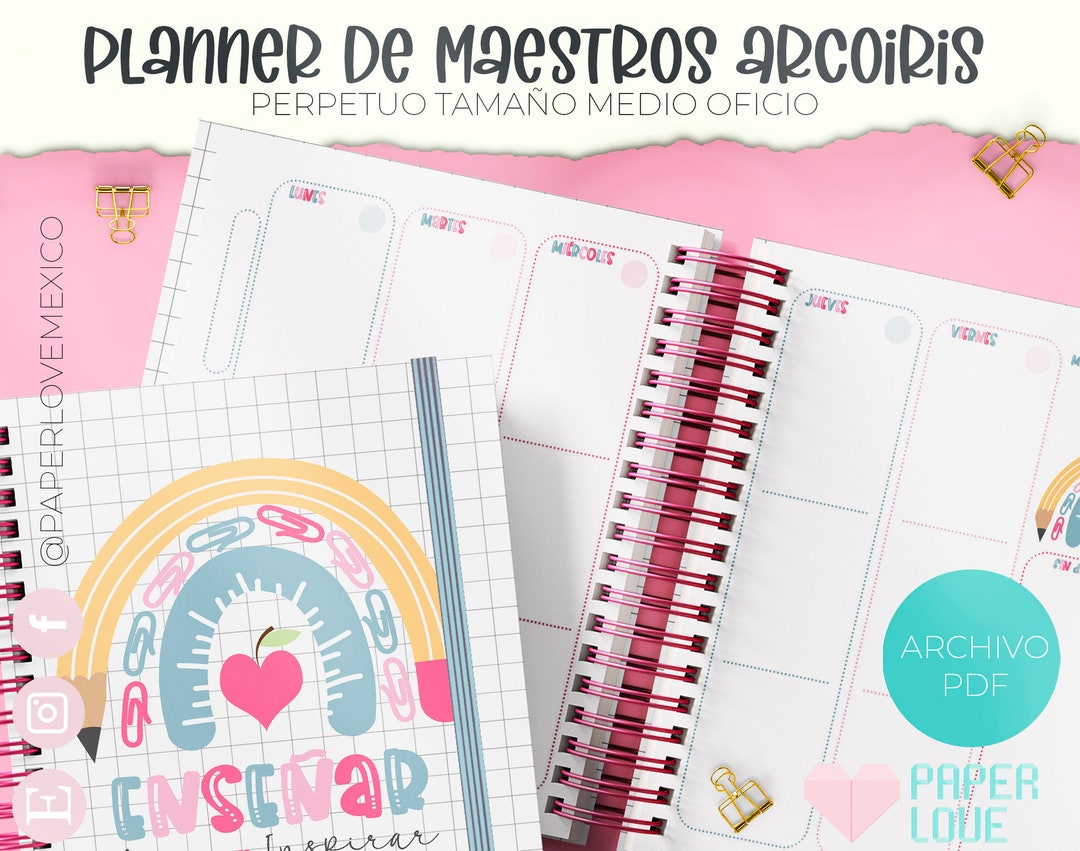 Rainbow Teachers Planner Medium Size Legal / PDF / PRINTABLE / DIGITAL ...