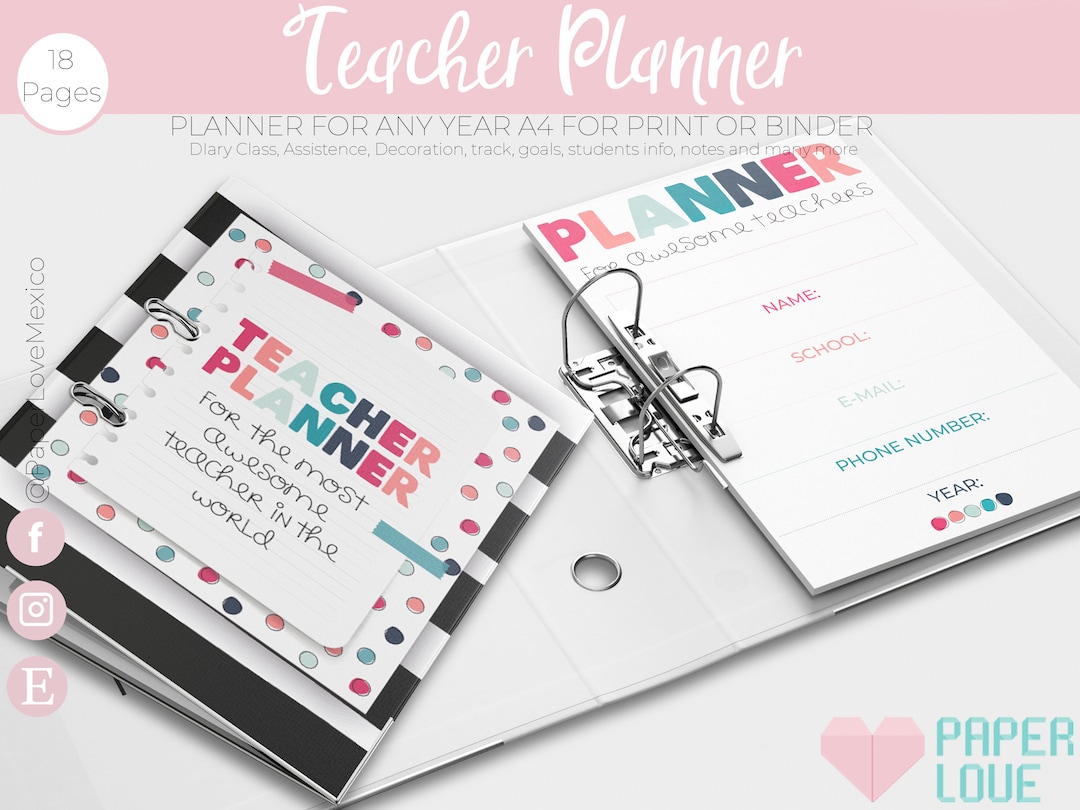 Teacher Planner A4 for Print or Binder No DATES / PRINTABLE / PDF - Etsy UK
