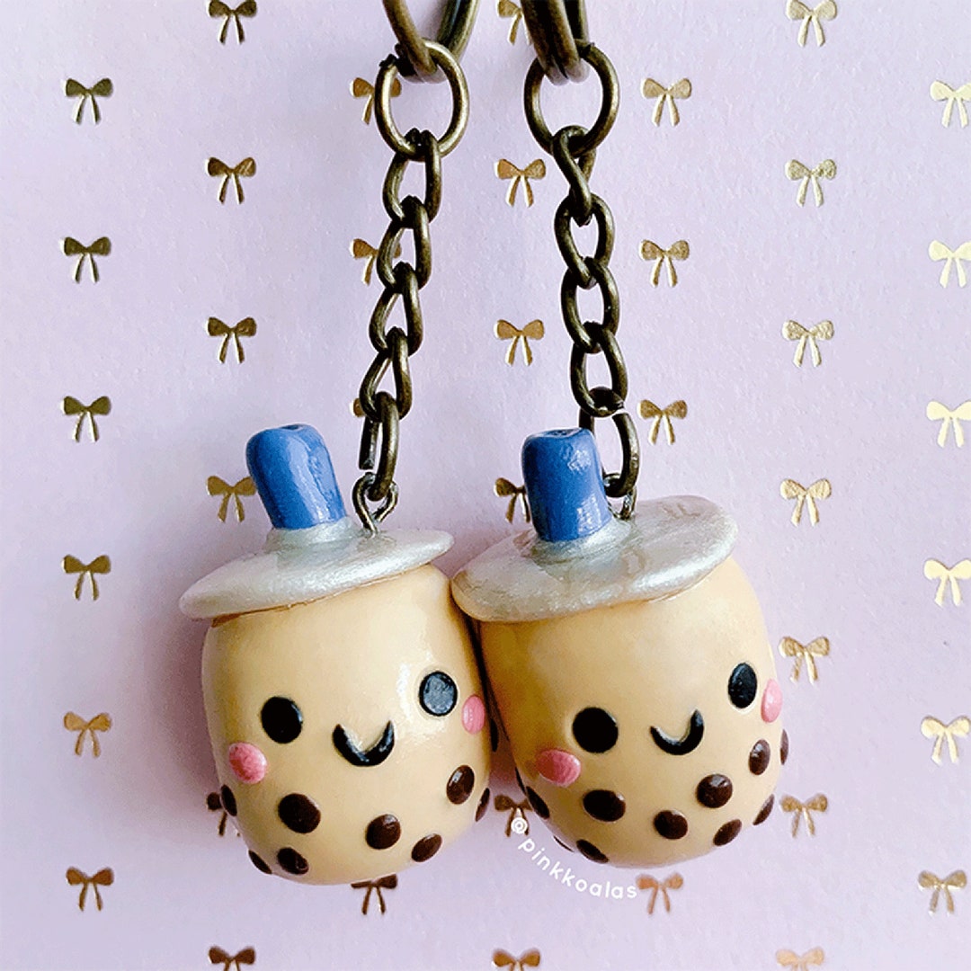Boba Keychain Kawaii Boba Keychain Cute Milk Tea Charm - Etsy