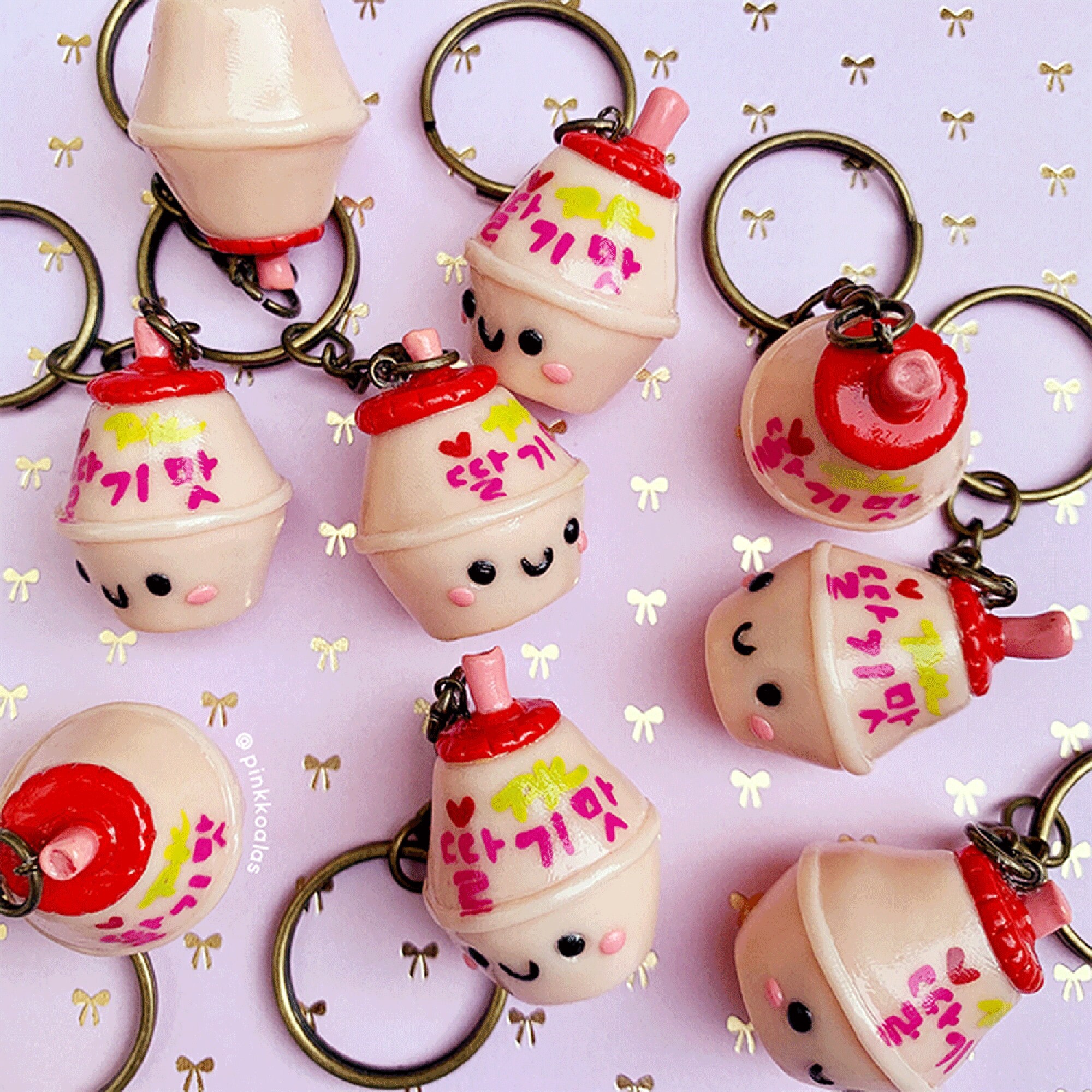 Strawberry milk keychain kawaii strawberry milk charm cute | Etsy