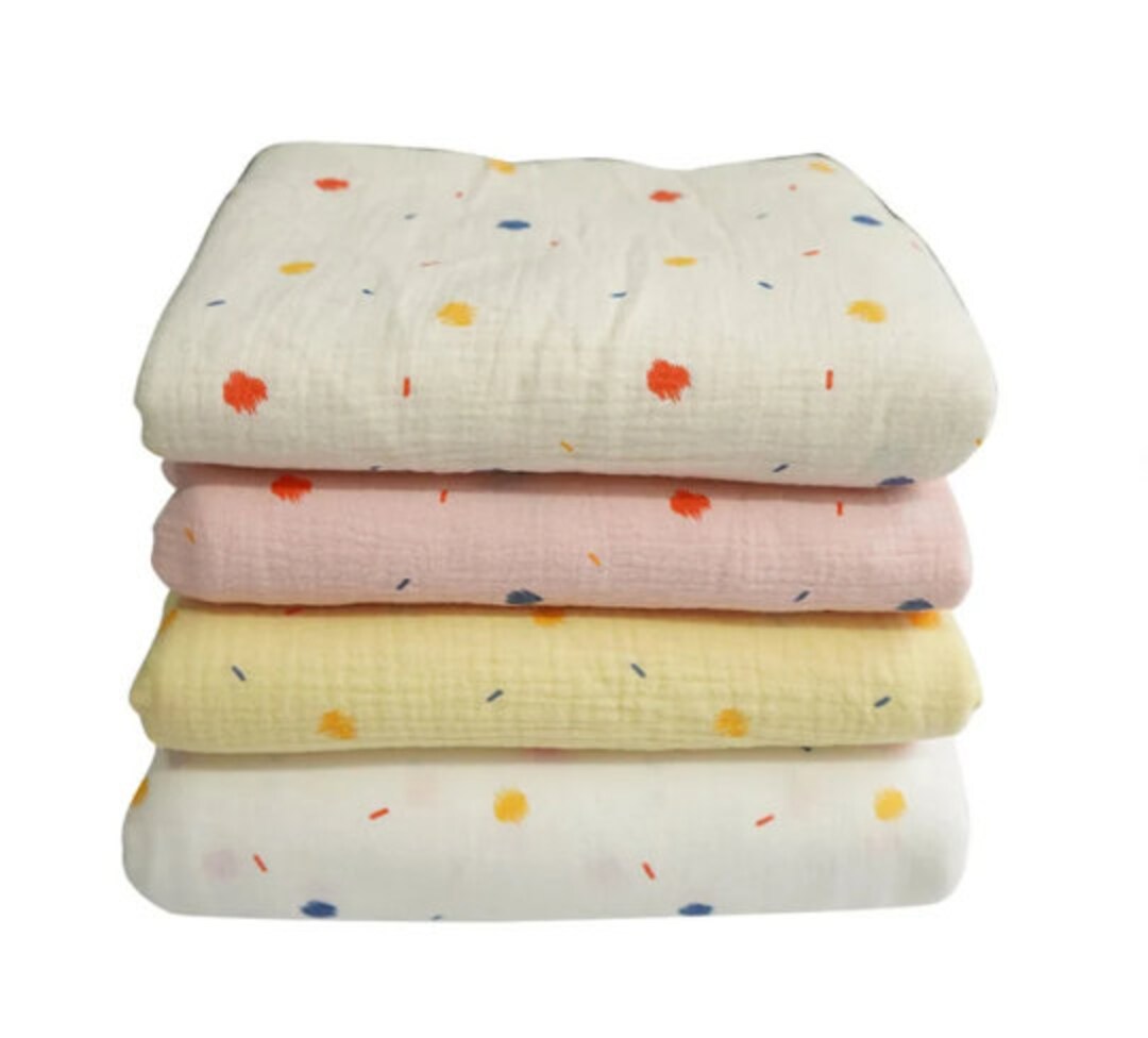 Double Cotton Gauze Fabric, Muslin Fabric, Colorful Dot Cotton Muslin ...