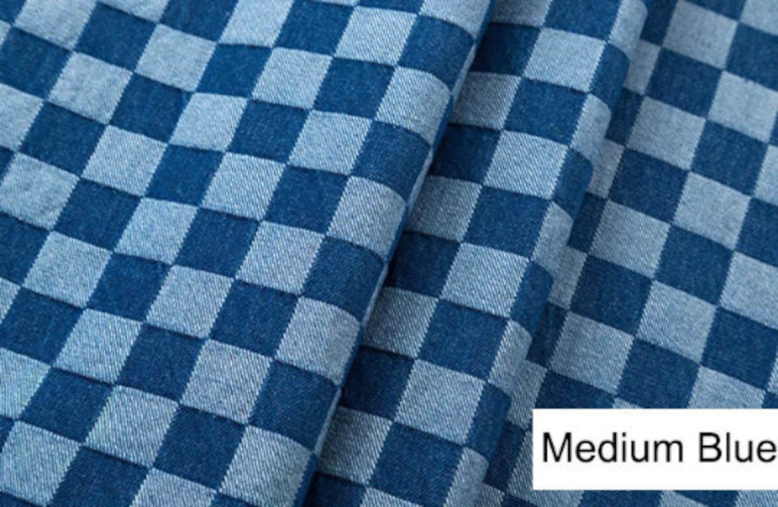 Checkerboard Denim Fabric, Cotton Jacquard Denim Fabric, Thick Washed ...