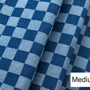 Checkerboard Denim Fabric, Cotton Jacquard Denim Fabric, Thick Washed ...