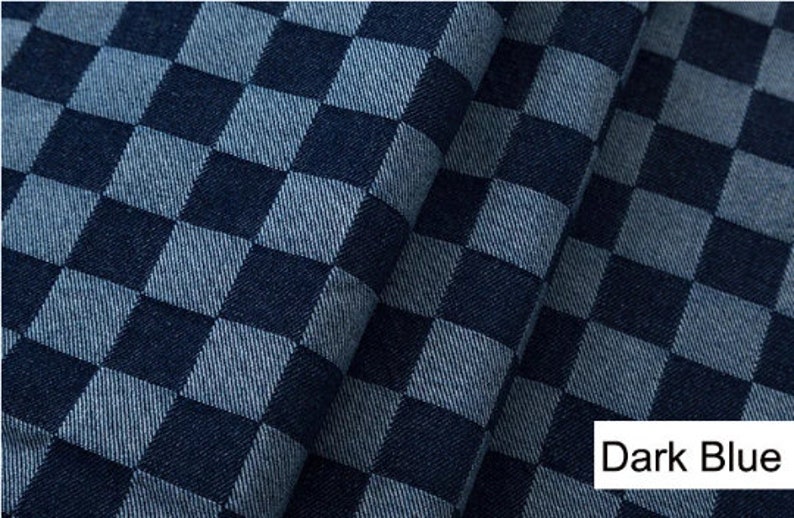 Checkerboard Denim Fabric, Cotton Jacquard Denim Fabric, Thick Washed ...