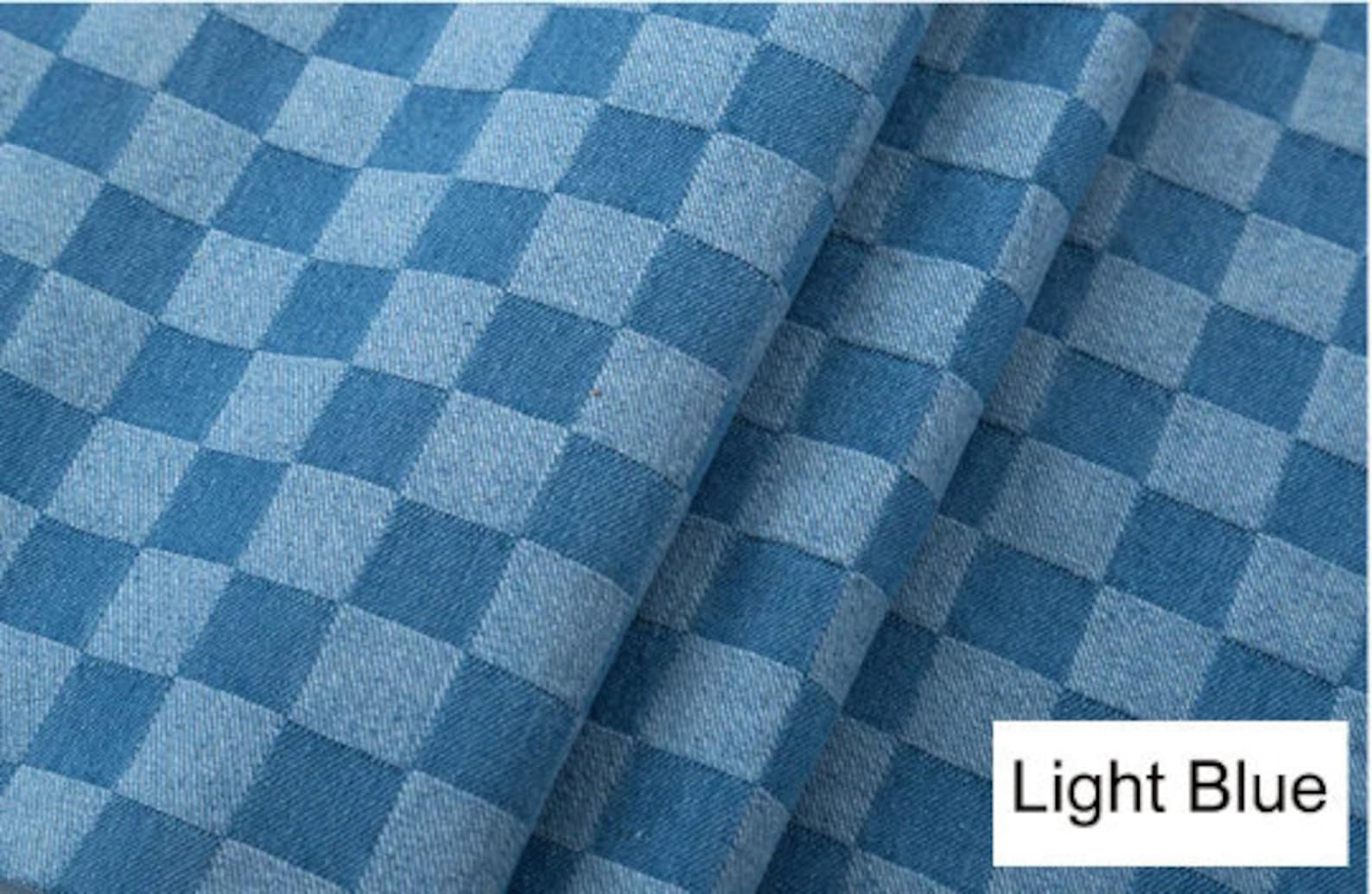 Checkerboard Denim Fabric, Cotton Jacquard Denim Fabric, Thick Washed ...