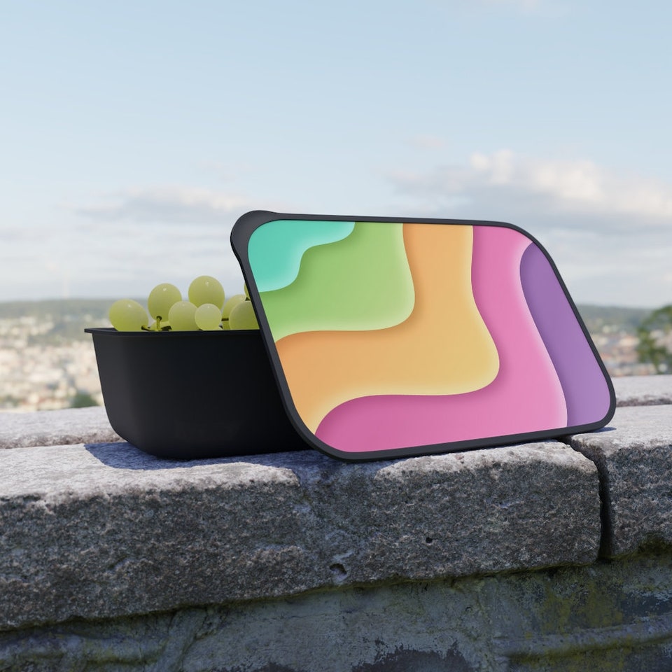 Rainbow Sherbet PLA Bento Box with Band and Utensils sold by Ibrahim ...