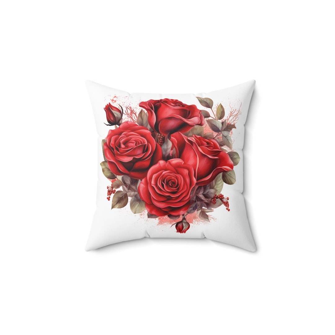 Square Pillow Red Roses - Etsy