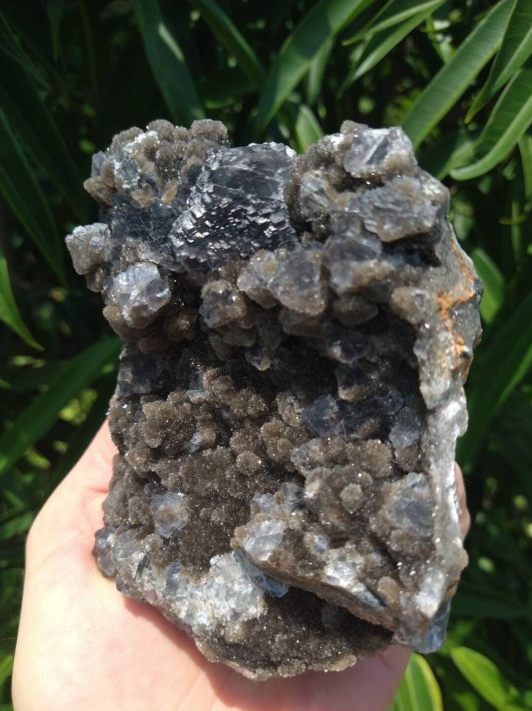 Rare Green Blue Ladder Fluorite With Druzy Quartz on Matrix, Mixed ...