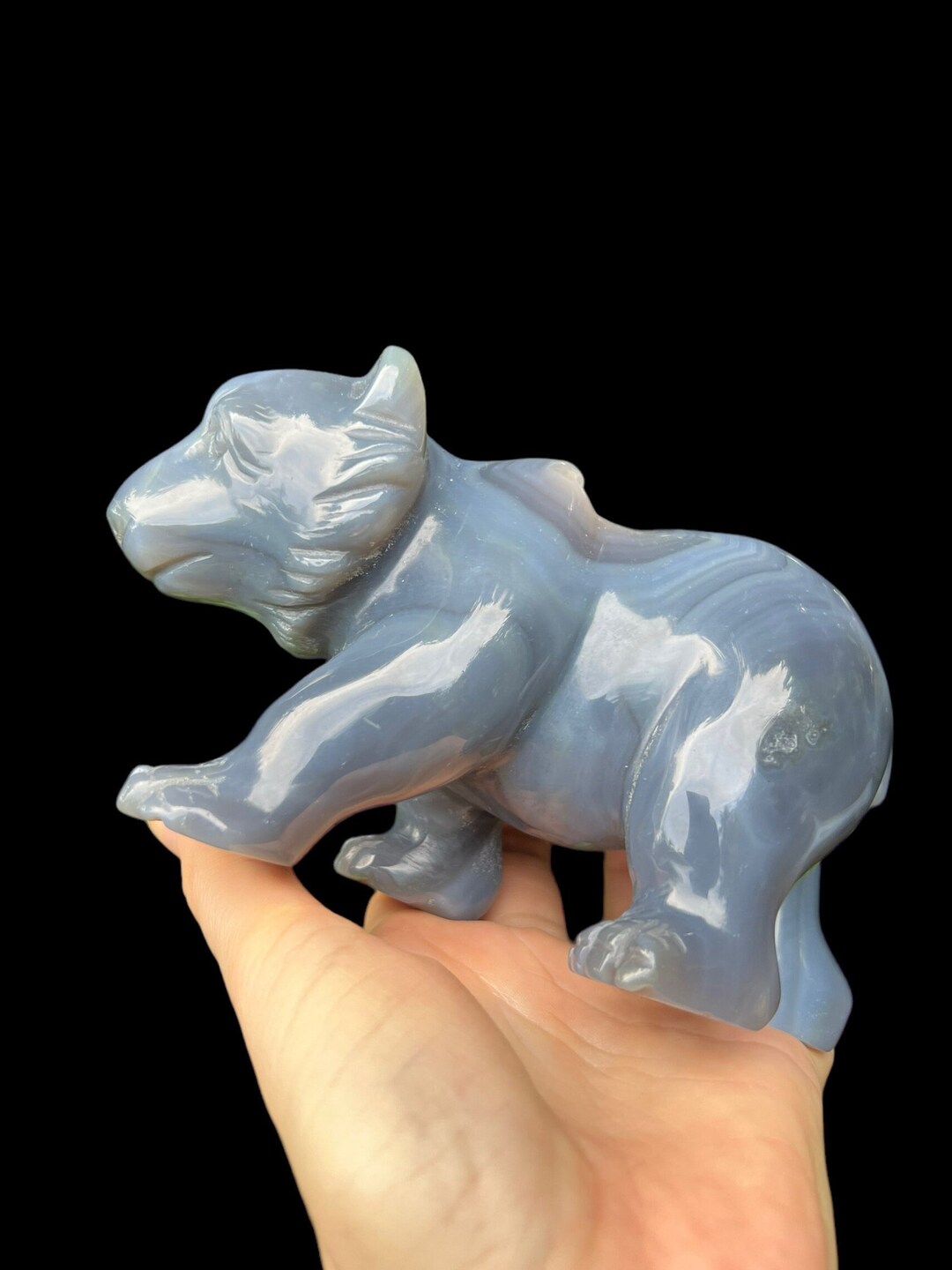 Gorgeous Hand-carved Crystal Agate Bear With Druzy Pocket - One-of-a ...