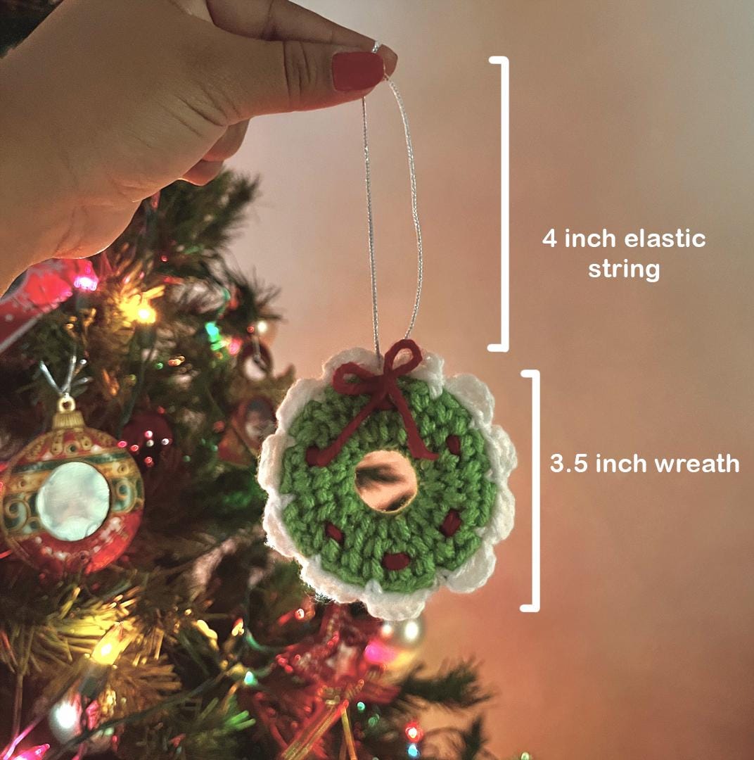 Mini Crochet Wreath | Car Hang Car Ornament Bag Charm Crochet Accessory ...